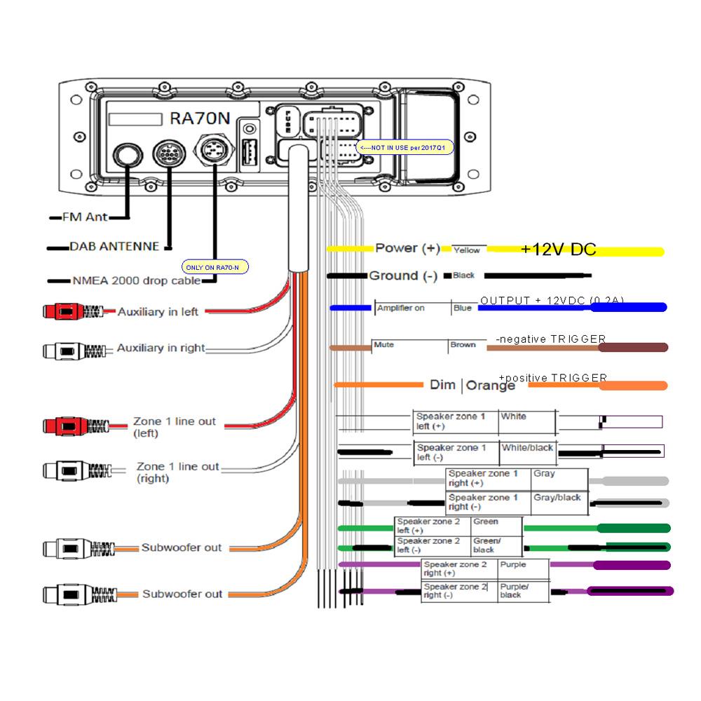 Fusion MS-RA70 marineradio Uten NMEA2000 Vanntett front, BT, 4x50W ...