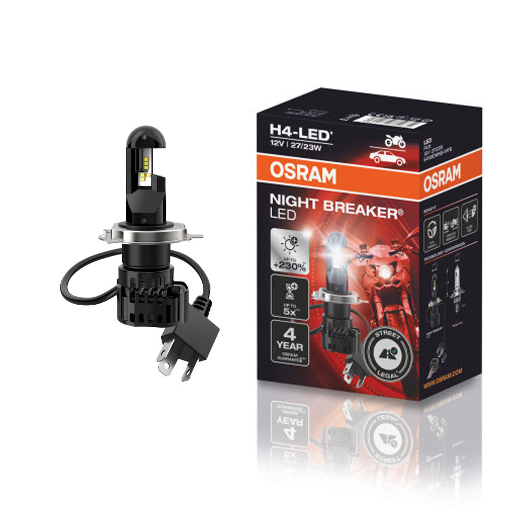 Osram Night Breaker H4 LED for MC LED, H4, Godkjent LED pære, 1stk - Bilradiospesialisten AS